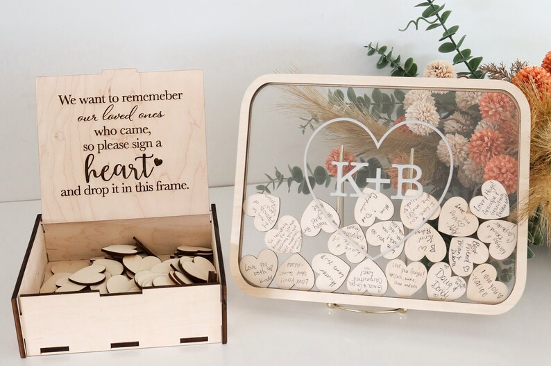 Customizable Wedding Guest Signature Frame With Hearts and - Etsy