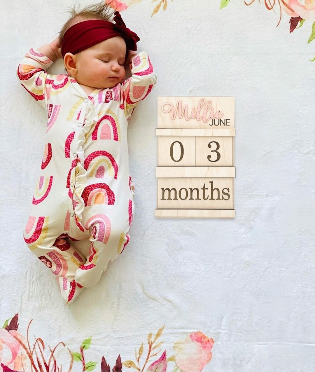Adorable Interchangeable Baby Milestone "blocks" With Removable Stand ...