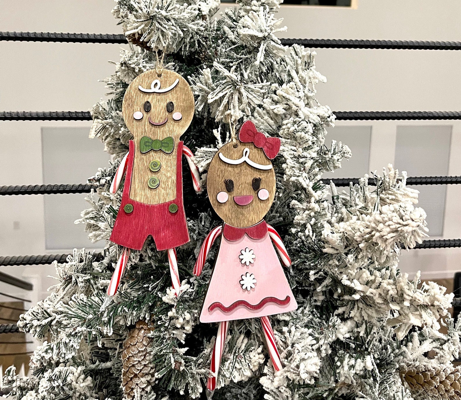 Candy Cane Holder Gingerbread Boy and Girl Ornament Laser Cut - Etsy