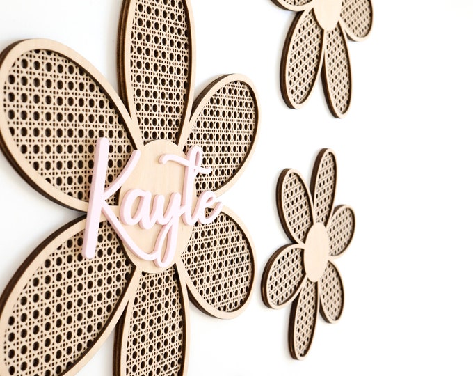 Rattan Wooden Daisies, Daisy Wall Decor, Daisy Nursery Decor, Nursery ...
