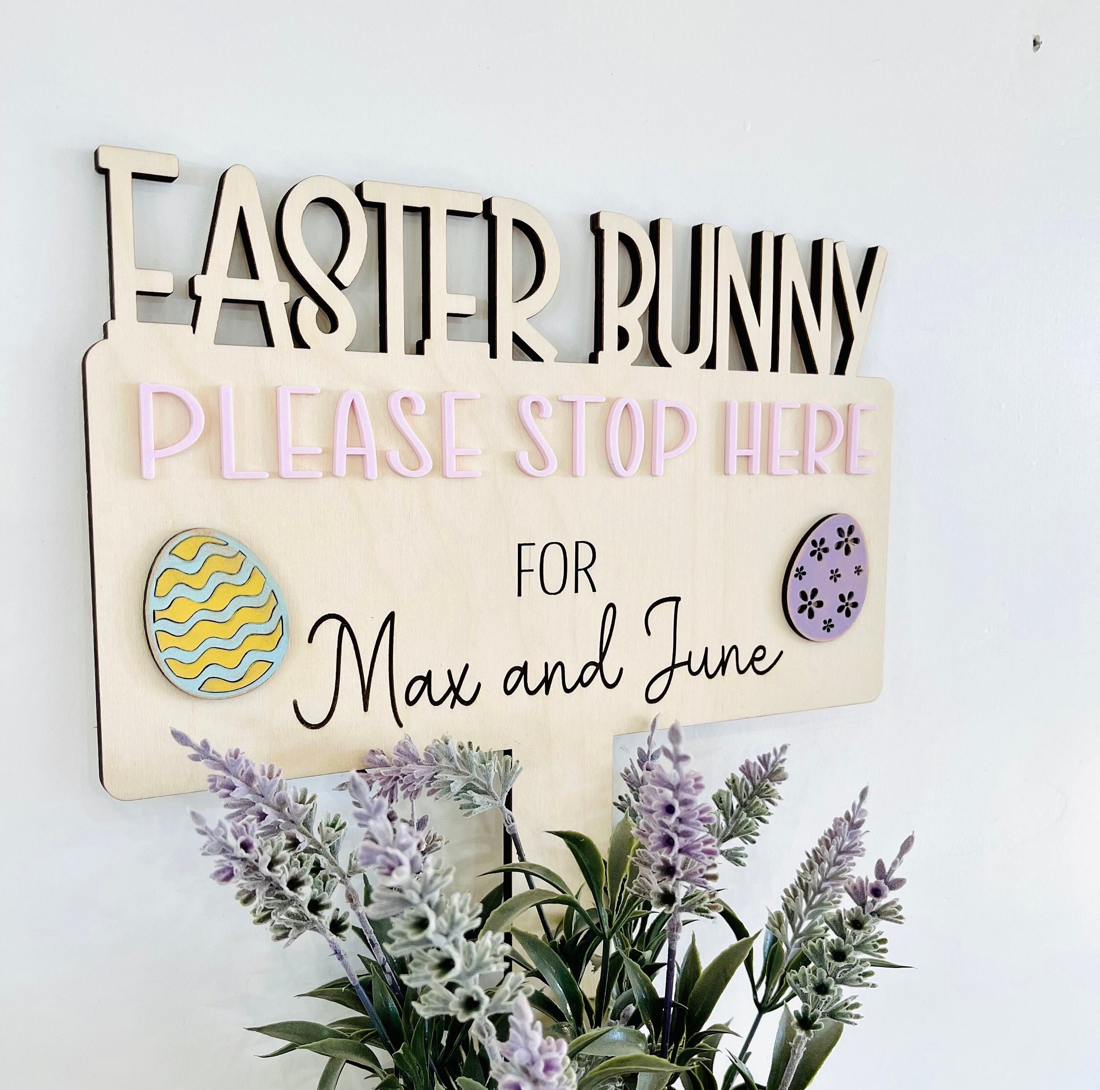 Laser Cut File Customizable Easter Sign Easter Bunny Stop | Etsy