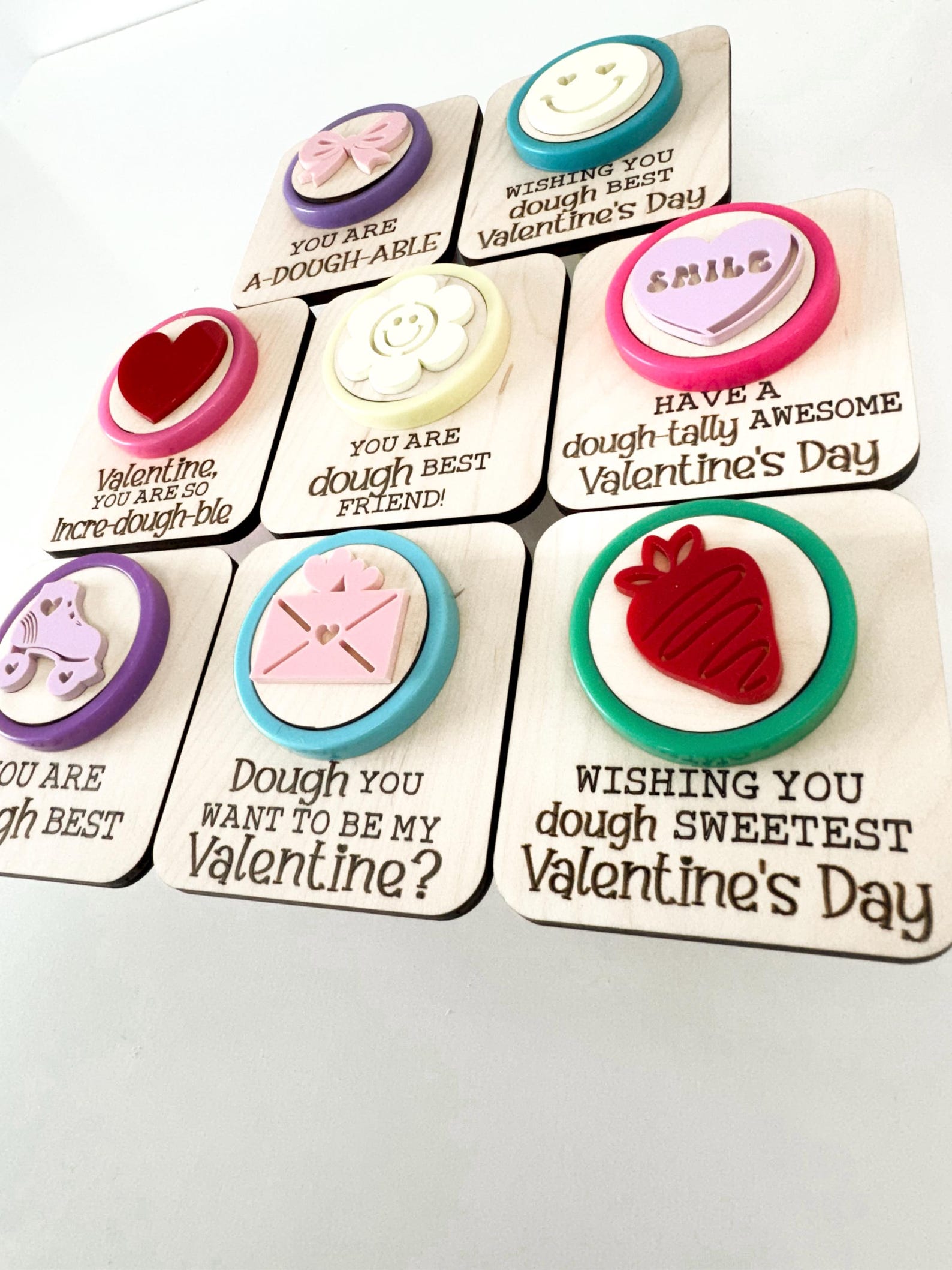 Cute Valentine's Day Play Dough Cards With Shape Stamps Laser Cut File ...