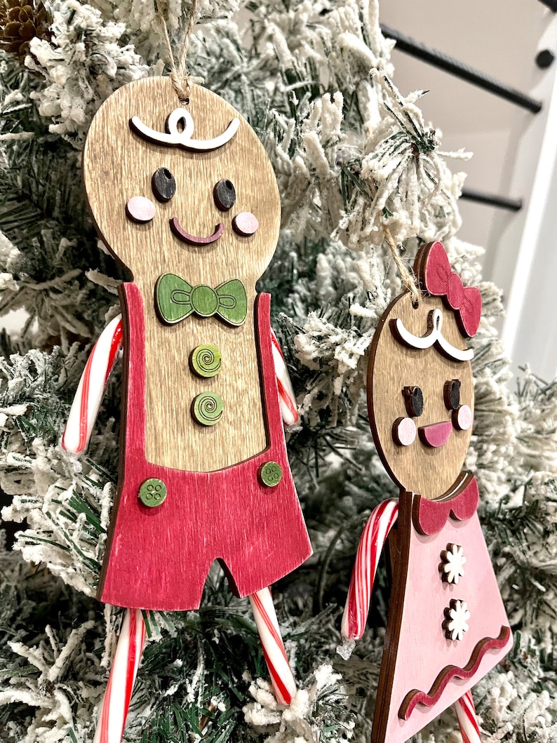 Candy Cane Holder Gingerbread Boy and Girl Ornament Laser Cut - Etsy