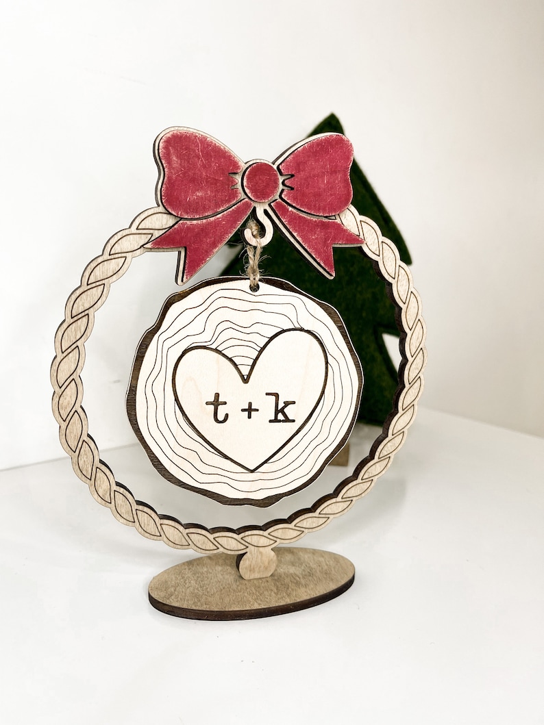 Customizable Wood Slice Love Initials Ornament / Charm and - Etsy