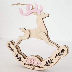 Customizable Rocking Reindeer Christmas Ornament and Freestanding ...