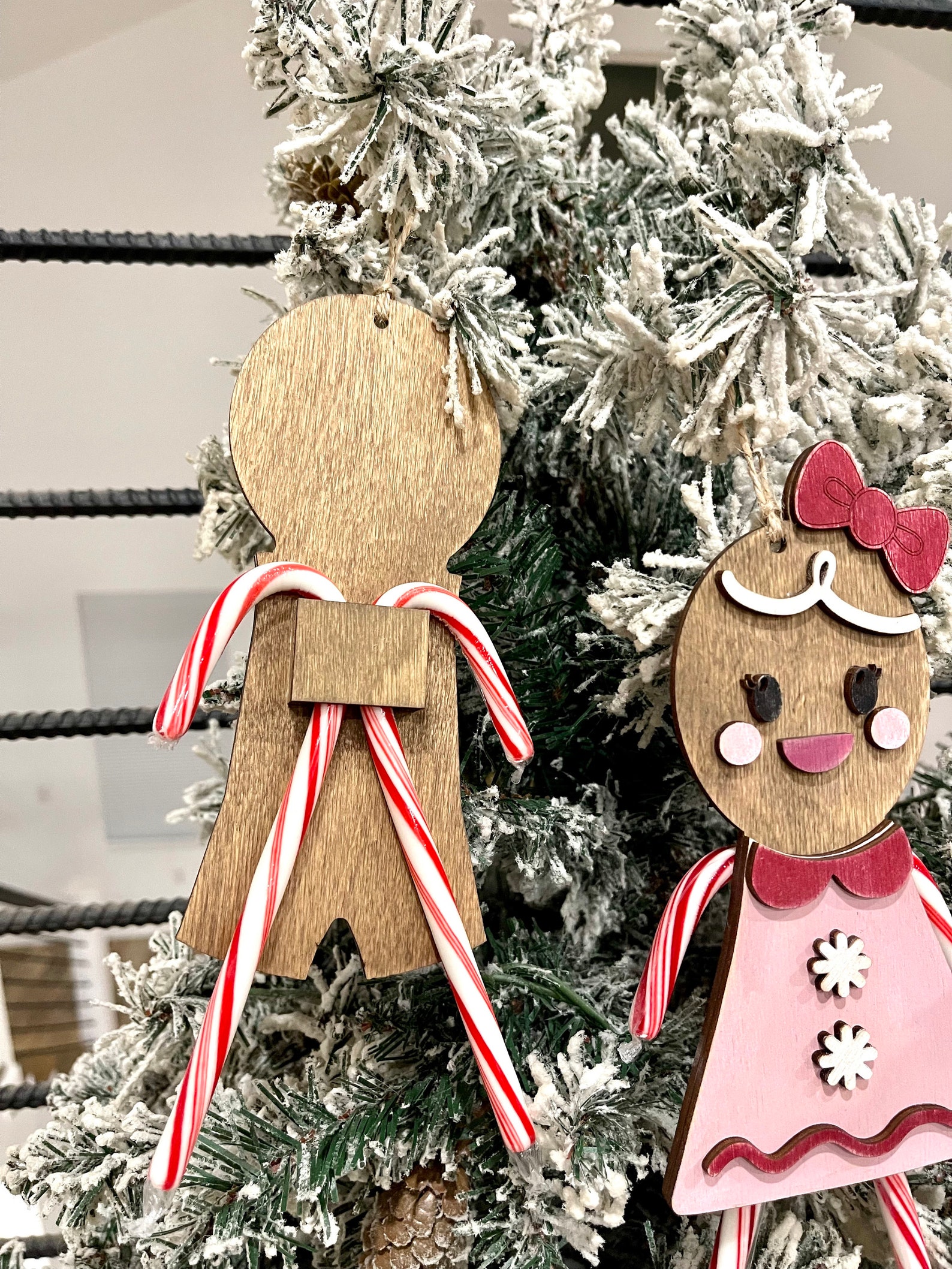 Candy Cane Holder Gingerbread Boy and Girl Ornament Laser Cut - Etsy