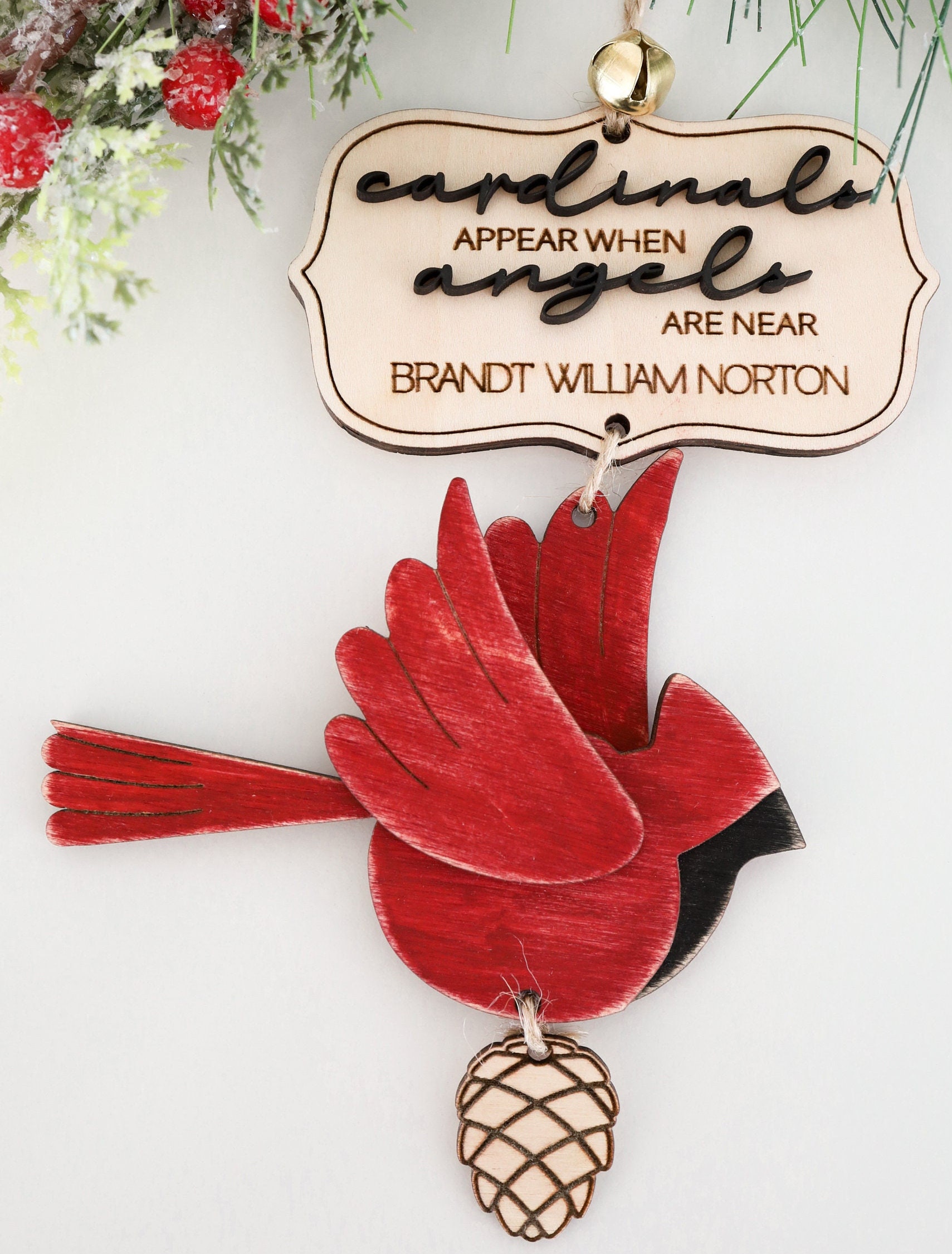 Customizable Memorial Cardinal Christmas Ornament Laser Cut - Etsy