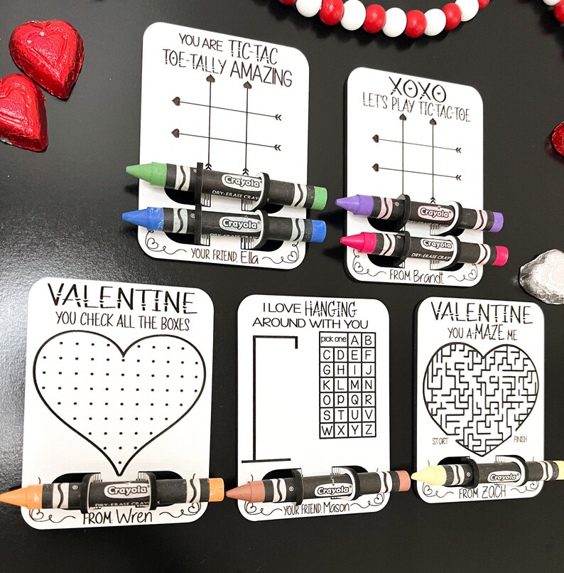 Cute Acrylic Valentine Activity Dry Erase Crayon Holder Card Laser Cut ...