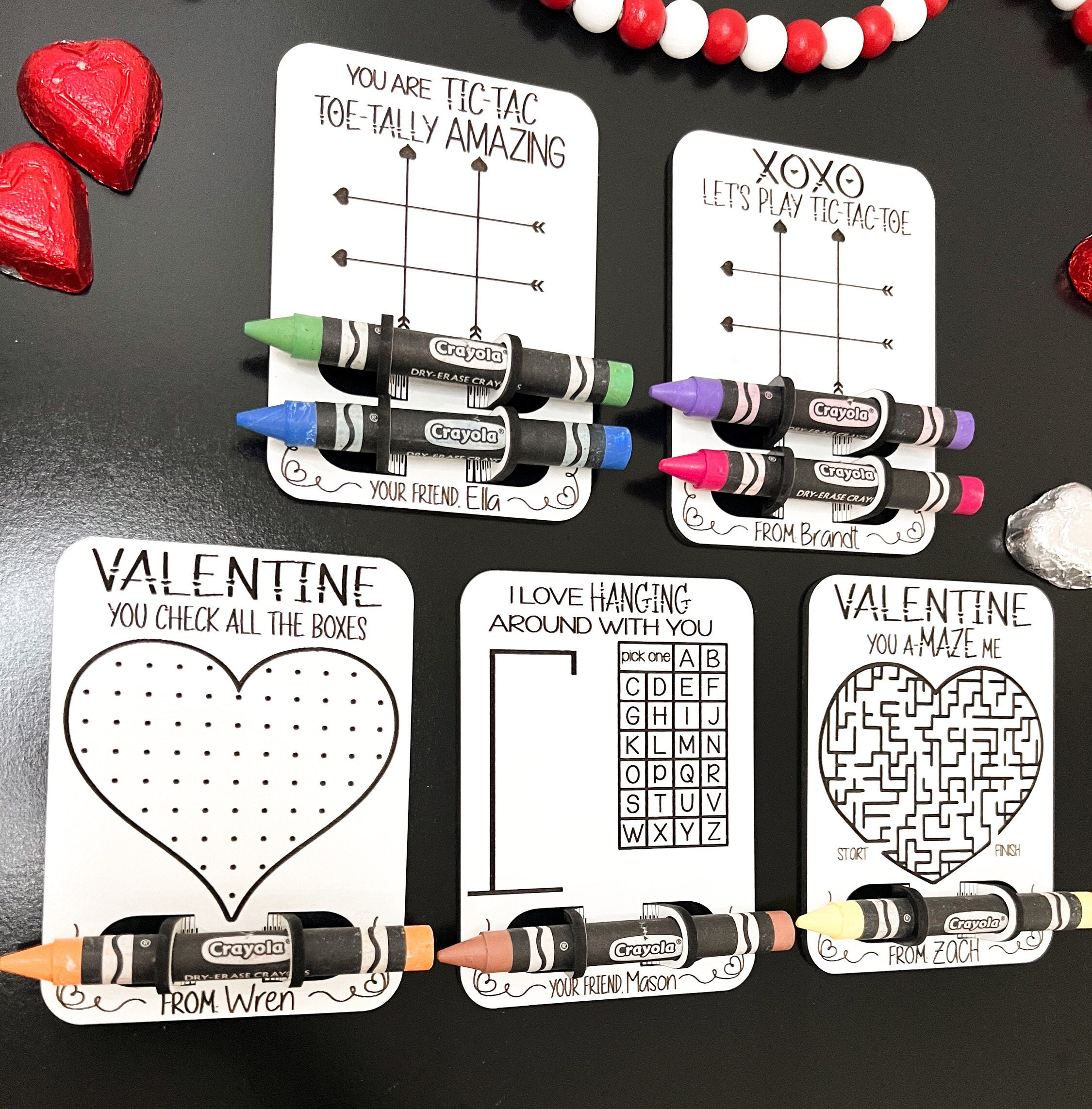 Cute Acrylic Valentine Activity Dry Erase Crayon Holder Card - Etsy