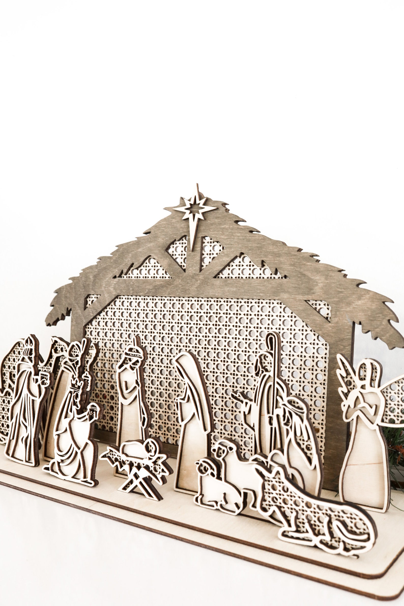 Nativity Laser Cut File Freestanding Rattan Nativity - Etsy