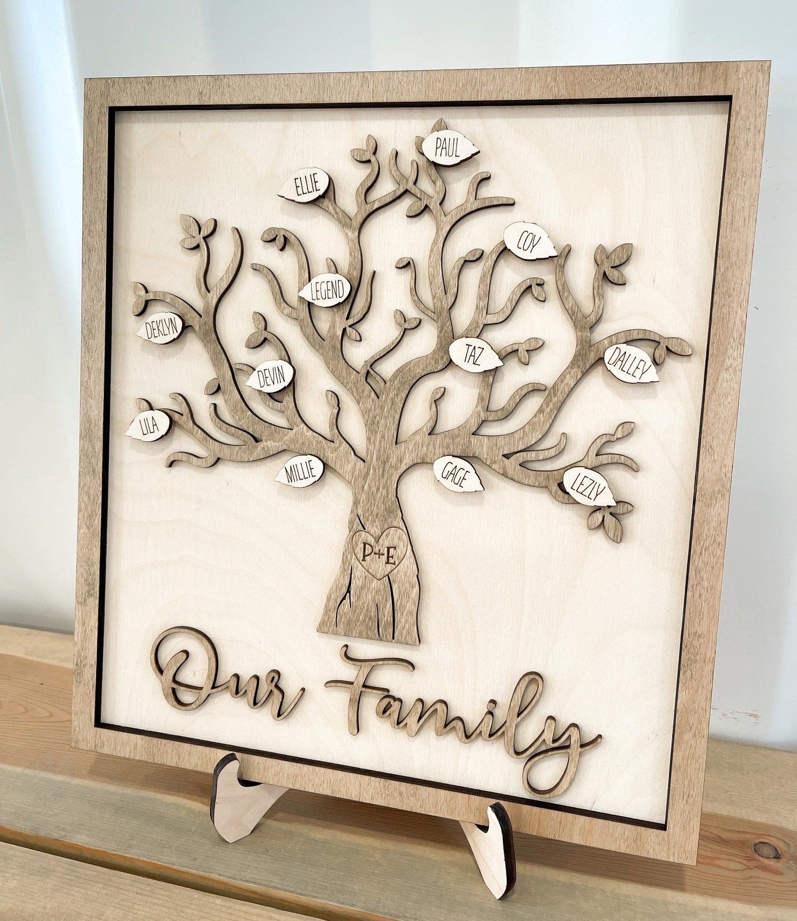 Customizable Family Tree Laser Cut Digital File | Easel File Included ...