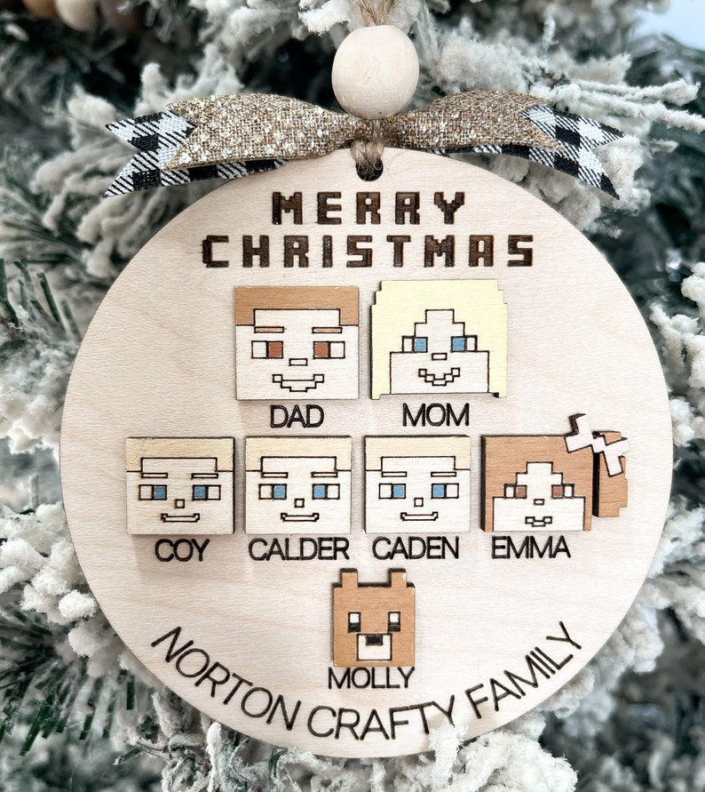 Customizable Pixel Craft Gamer Family Names Christmas Ornament - Etsy