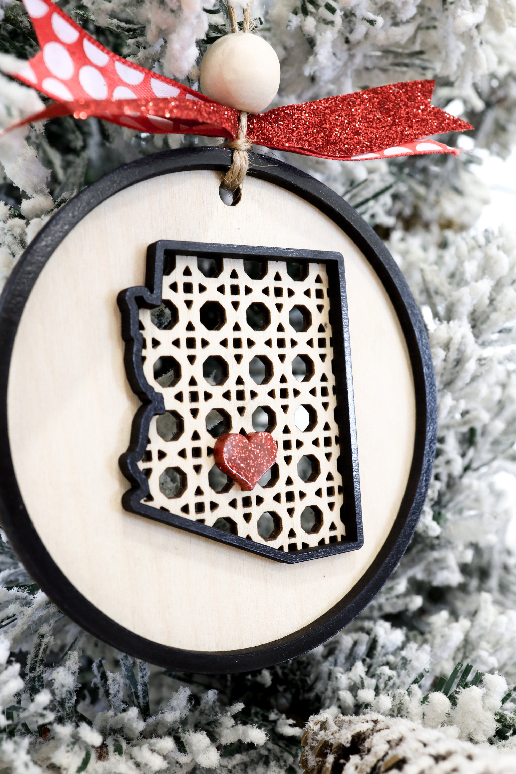 Rattan State Christmas Ornaments All 50 States With Hearts - Etsy