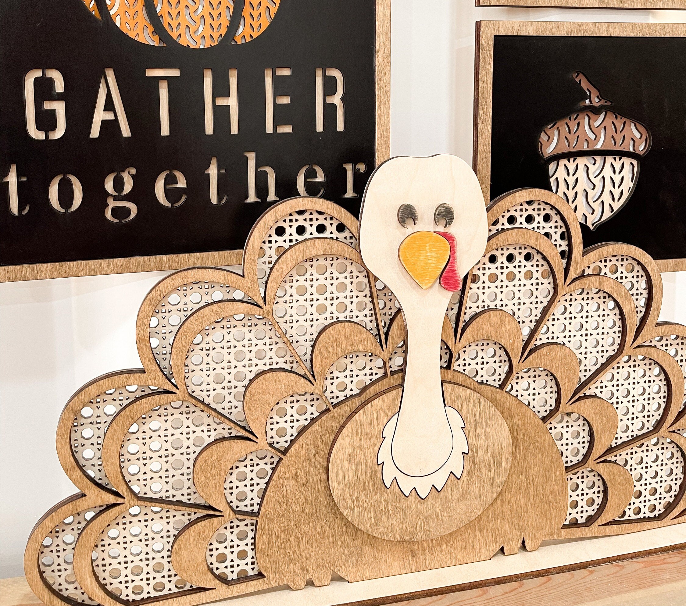 Freestanding and Shelf Sitter Rattan Thanksgiving Turkey Laser - Etsy