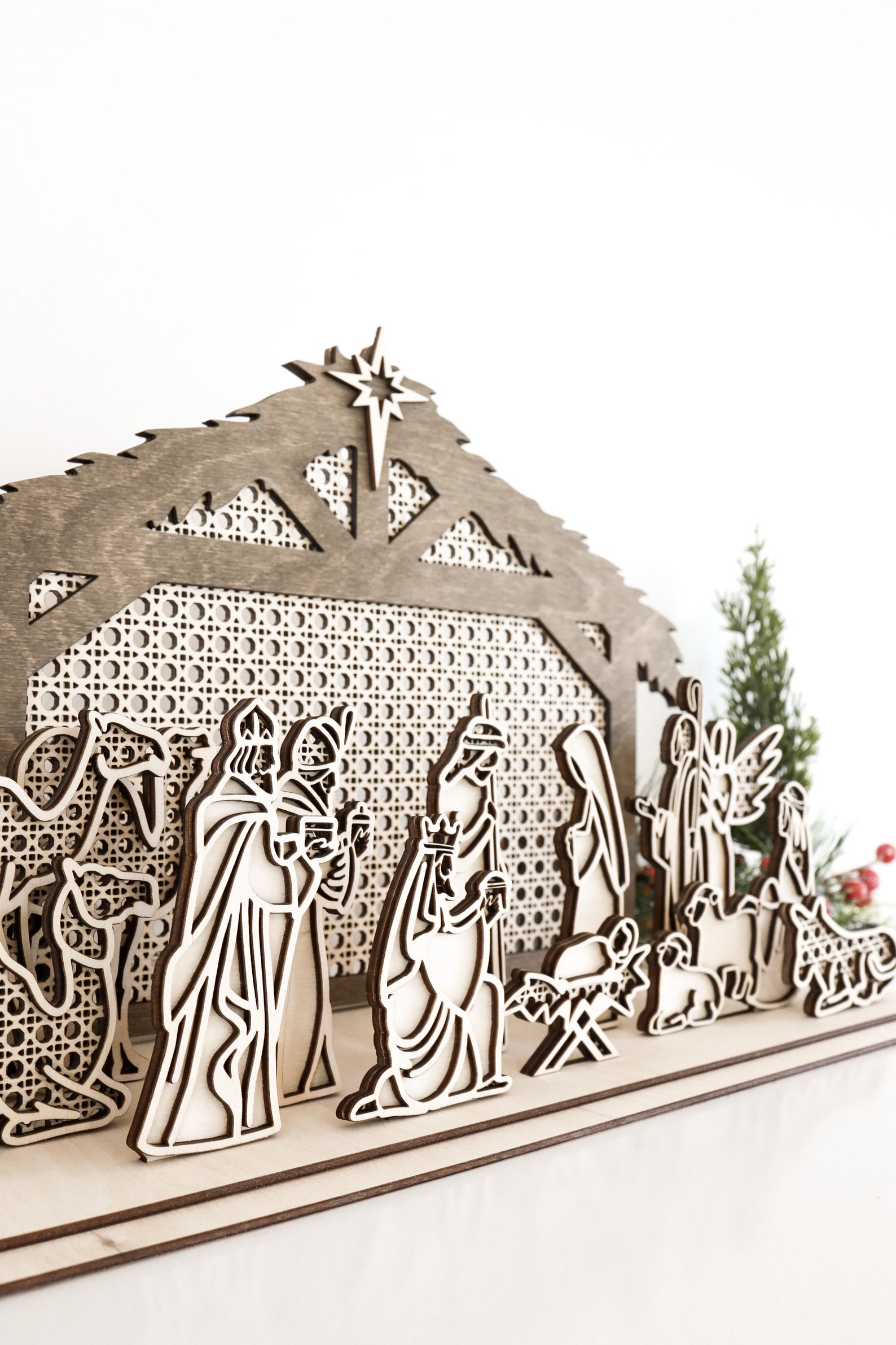 Nativity Laser Cut File Freestanding Rattan Nativity - Etsy