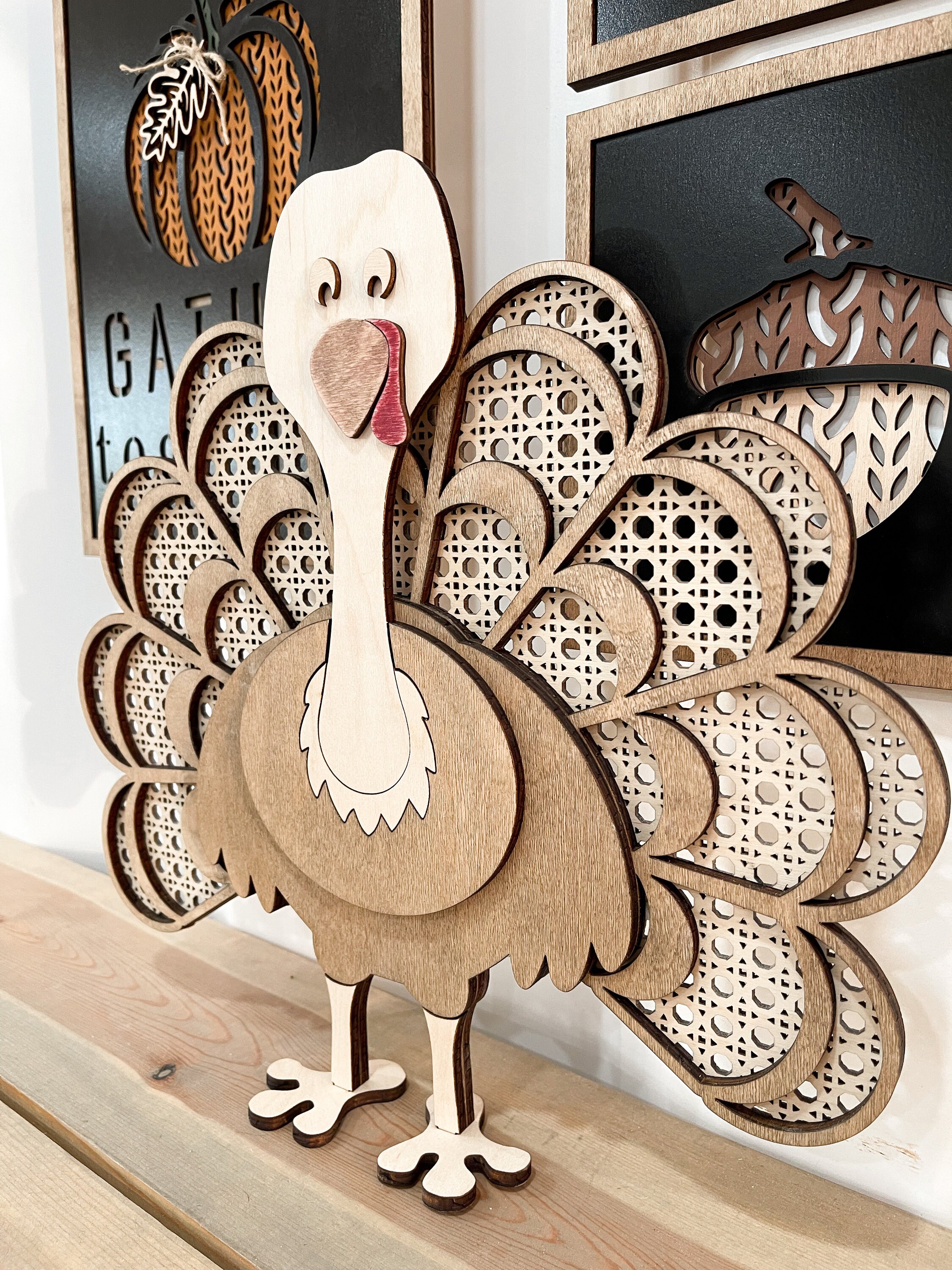 Freestanding and Shelf Sitter Rattan Thanksgiving Turkey Laser - Etsy