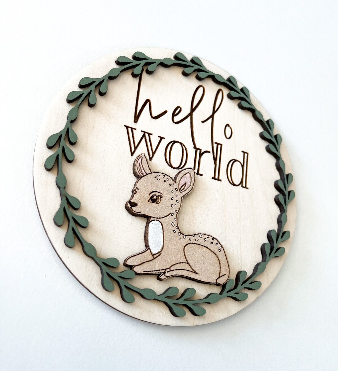 Cute Woodland Deer Baby Monthly Milestones Disc Rounds With Custom Box ...