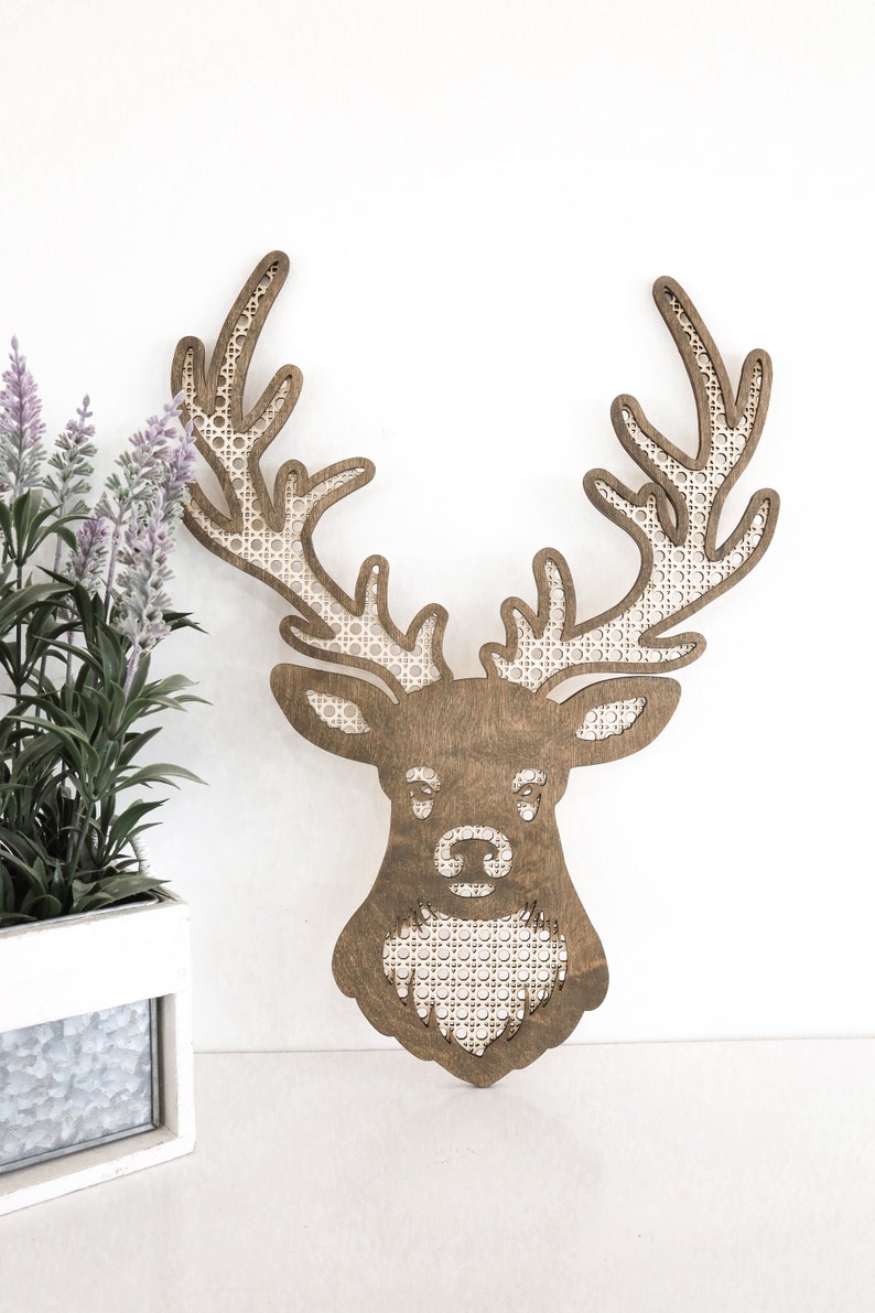 Laser Cut File | Deer Wall Art | Rattan Deer | Hunting Decor | Boho ...