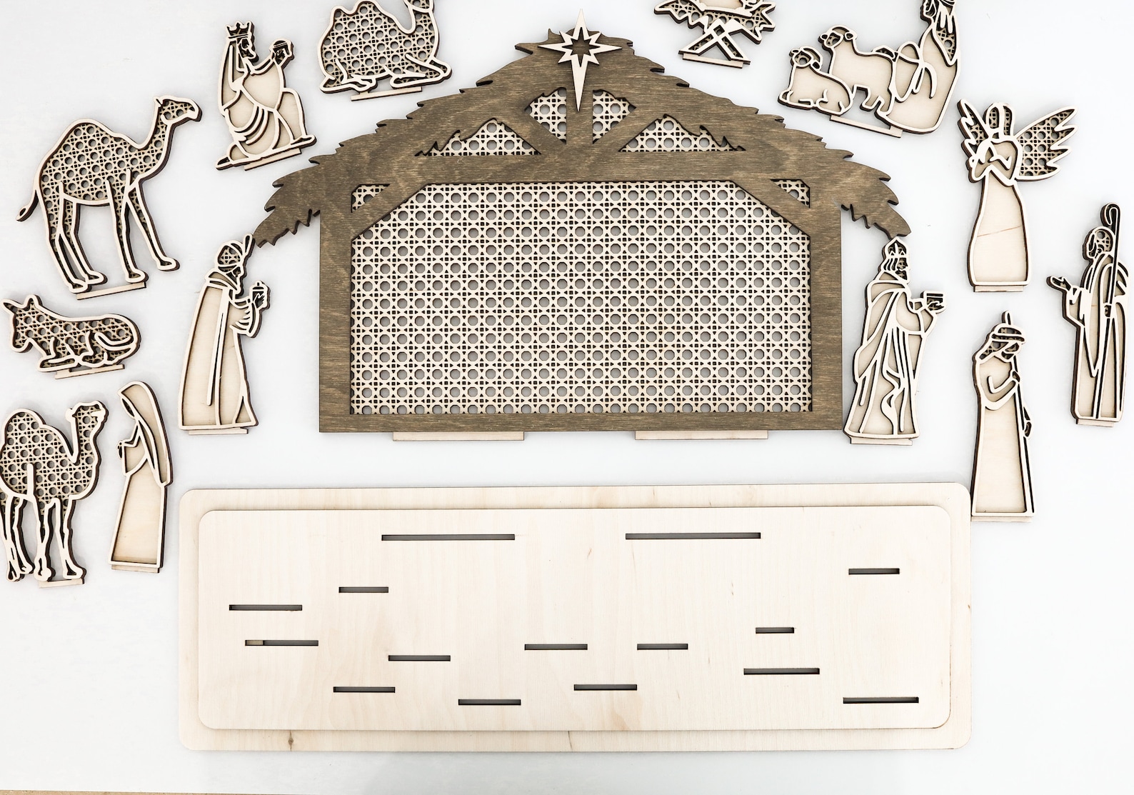 Nativity Laser Cut File Freestanding Rattan Nativity - Etsy