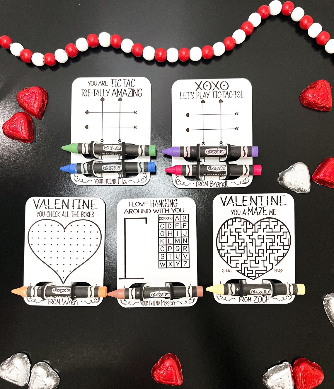 Cute Acrylic Valentine Activity Dry Erase Crayon Holder Card - Etsy