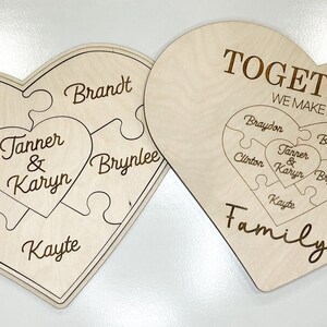 Customizable Family Heart Puzzle With Box and Lid Laser Cut Digital ...