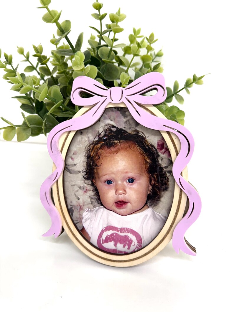 Cute Coquette Bow Vintage Style Photo Frames & Easel Laser Cut Digital ...