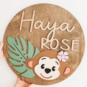 Cute Monkey Name Round With or Without Flower Laser Cut Digital File ...