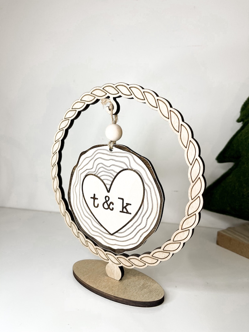 Customizable Wood Slice Love Initials Ornament / Charm and - Etsy