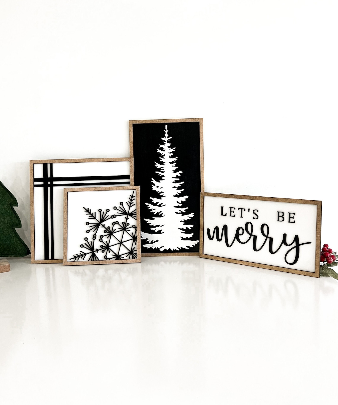 Cute Christmas Mantle Sign Set Laser Cut Digital File Be - Etsy