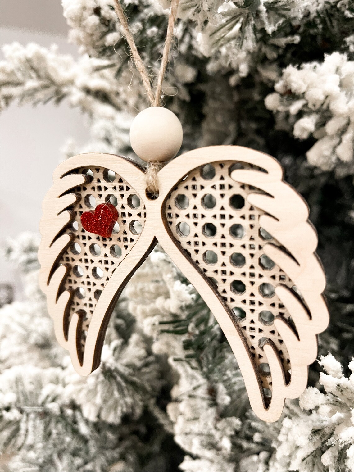 Rattan Memorial Angel Wing Charm Ornament Laser Cut Digital File ...