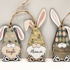 Cute Gnome Easter Bunny Basket Name Tag Laser Cut Digital File | 6 ...