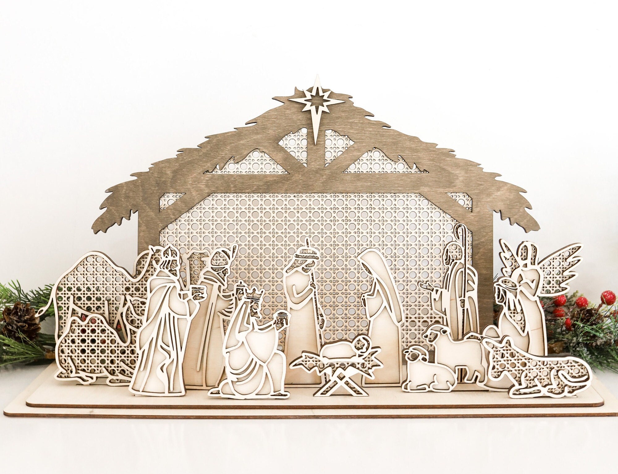Nativity Laser Cut File Freestanding Rattan Nativity | Etsy Canada