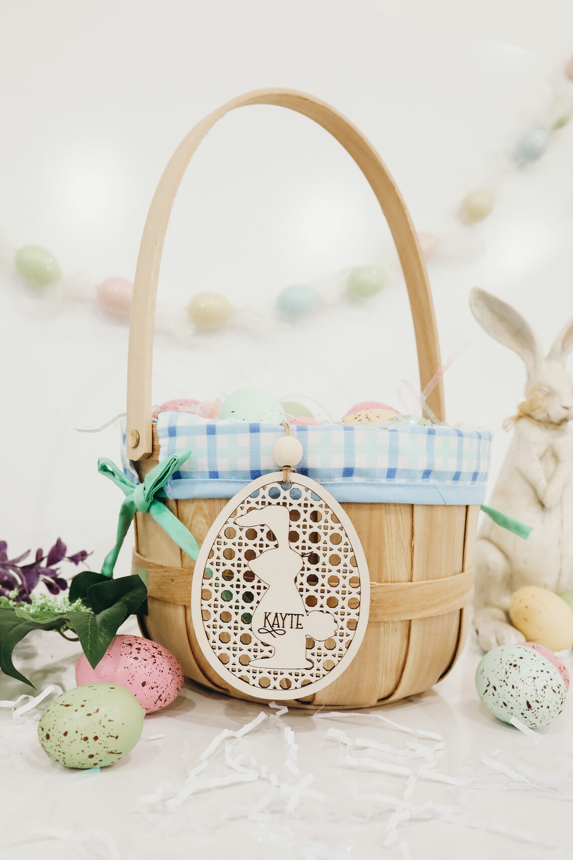 Laser Cut File Rattan Easter Basket Name Tags Customizable | Etsy