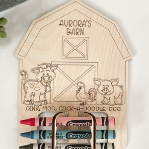 Cute Barn & Farm Animal Crayon Holder Coloring Card Laser Cut File ...