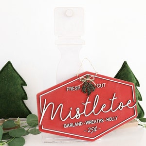 Mistletoe Sign With Vintage Post Stand Laser Cut File | Fresh Mistletoe ...