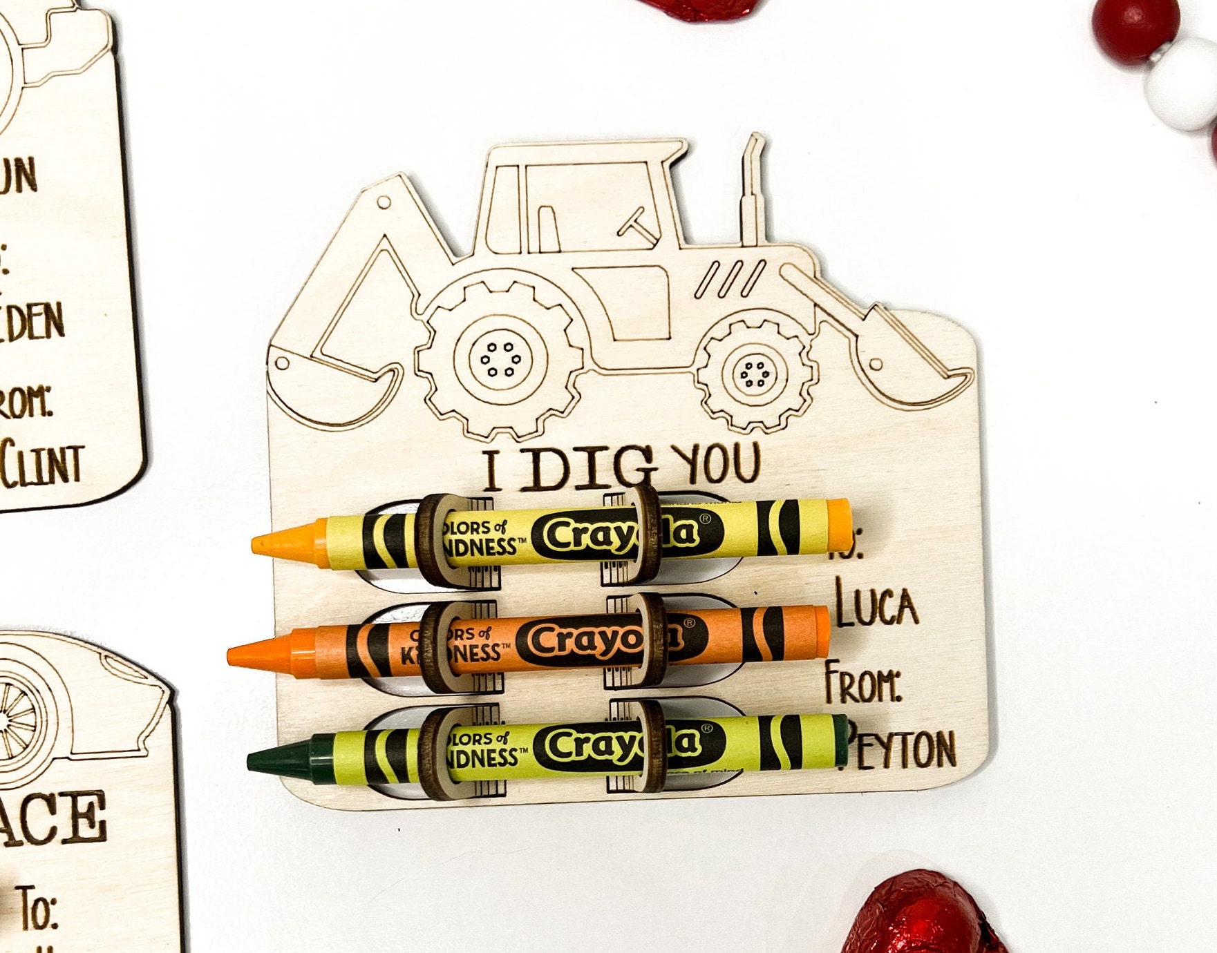 Cute Race Car & Tractor Crayon Holder Valentine Cards Laser - Etsy