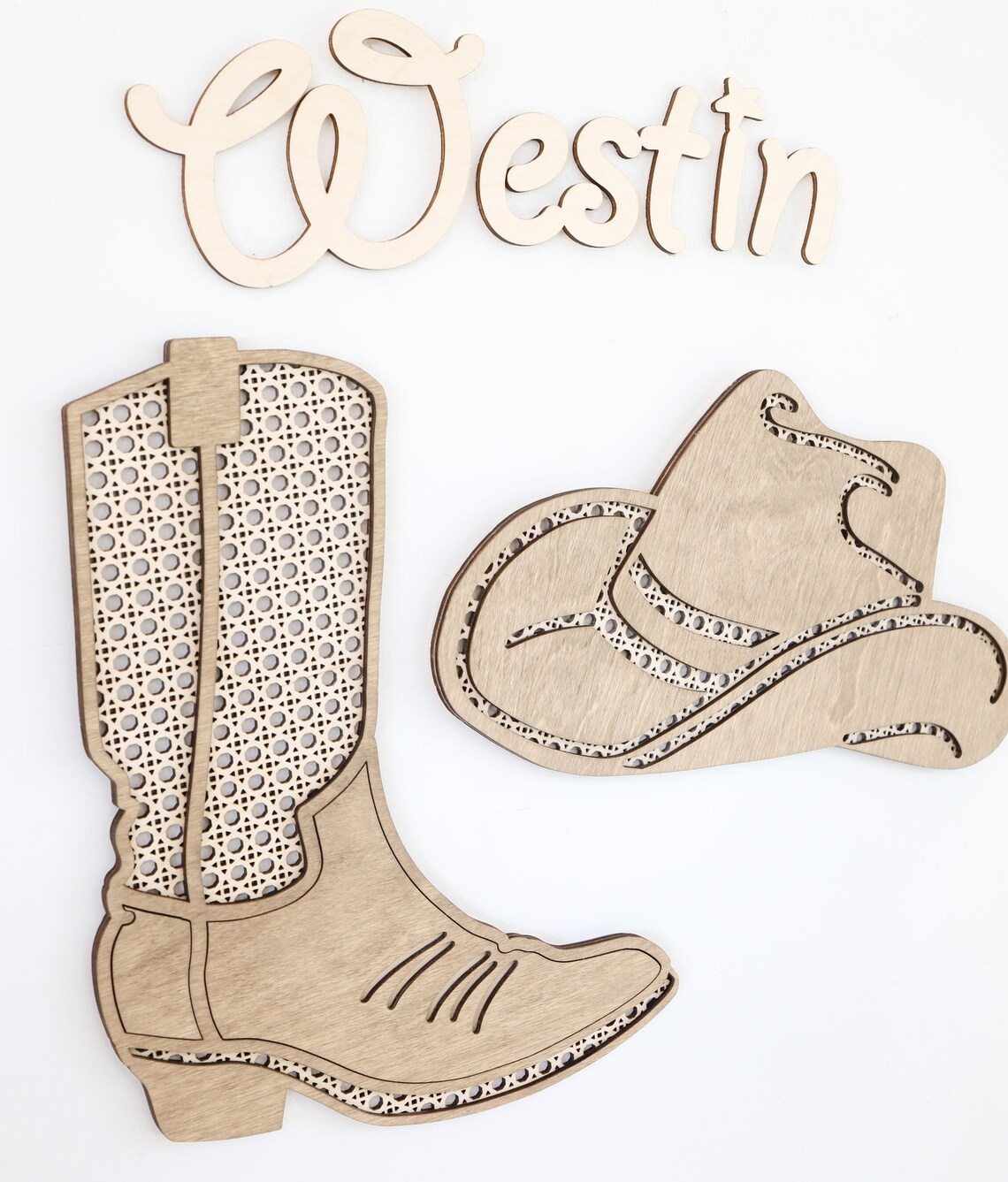 Rattan Cowboy Hat and Boot Laser Cut File | Cute Cowboy Nursery Decor ...