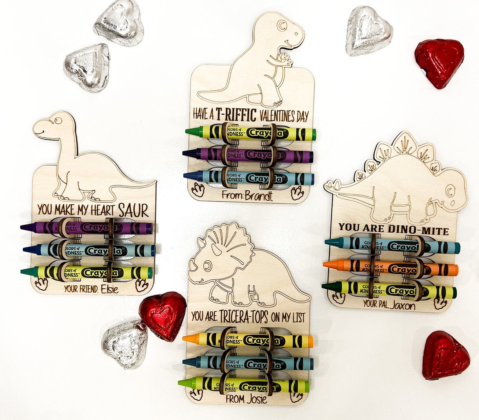 Dinosaur Crayon Holder Valentine Cards Laser Cut File (SVG) - Etsy