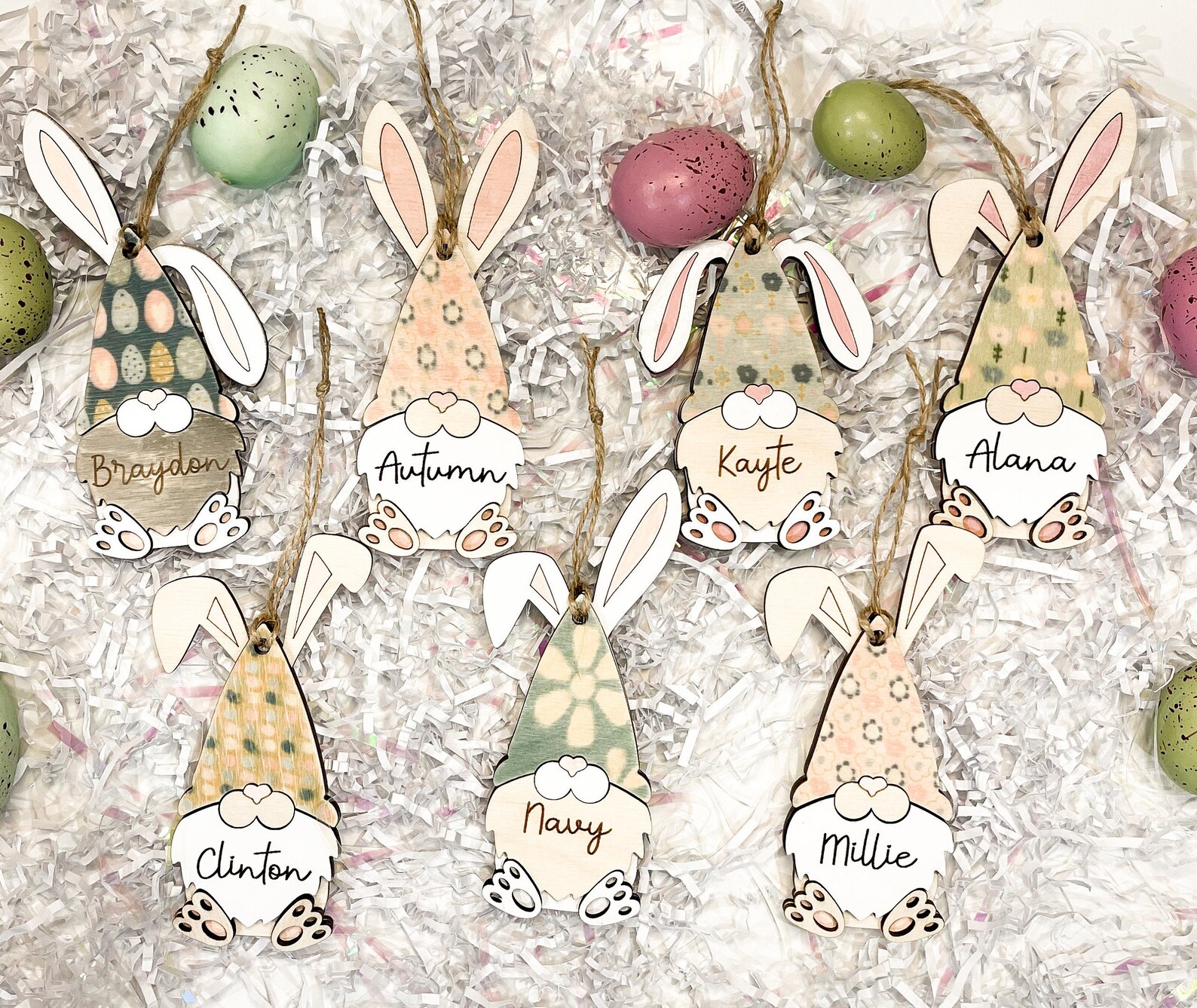 Cute Gnome Easter Bunny Basket Name Tag Laser Cut Digital File - Etsy