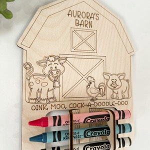 Cute Barn & Farm Animal Crayon Holder Coloring Card Laser Cut File ...