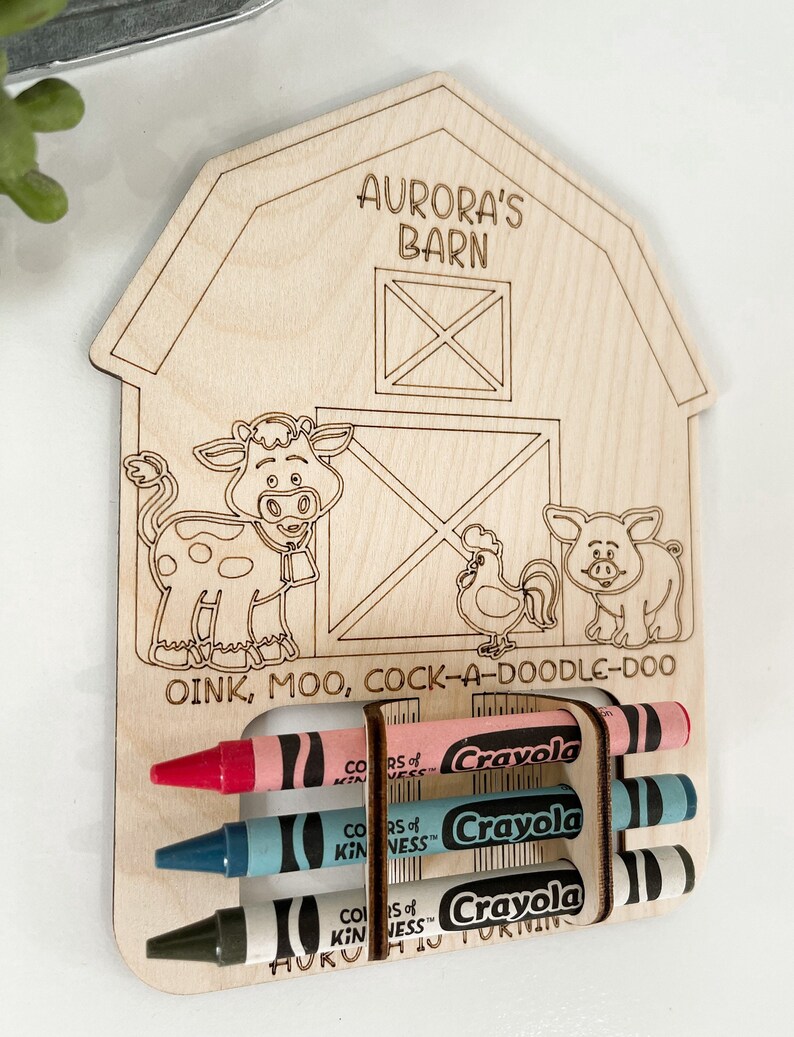 Cute Barn & Farm Animal Crayon Holder Coloring Card Laser Cut File ...