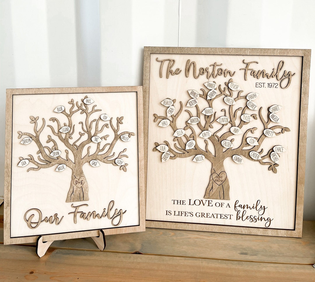 Customizable Family Tree Laser Cut Digital File | Easel File Included ...