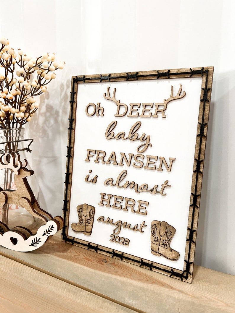 Cute Baby Announcement "oh Deer Baby is Almost Here" and Rocking Deer ...