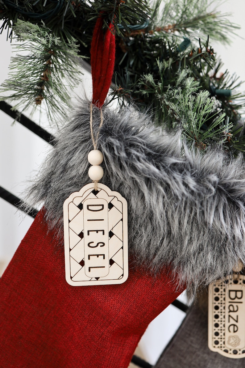 Cute Stocking Name Tags Laser Cut File Cane Rattan Basket - Etsy