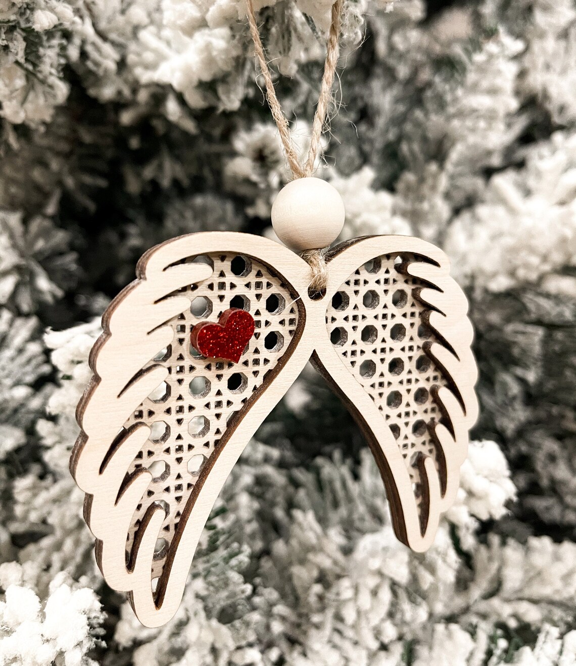 Rattan Memorial Angel Wing Charm Ornament Laser Cut Digital File ...