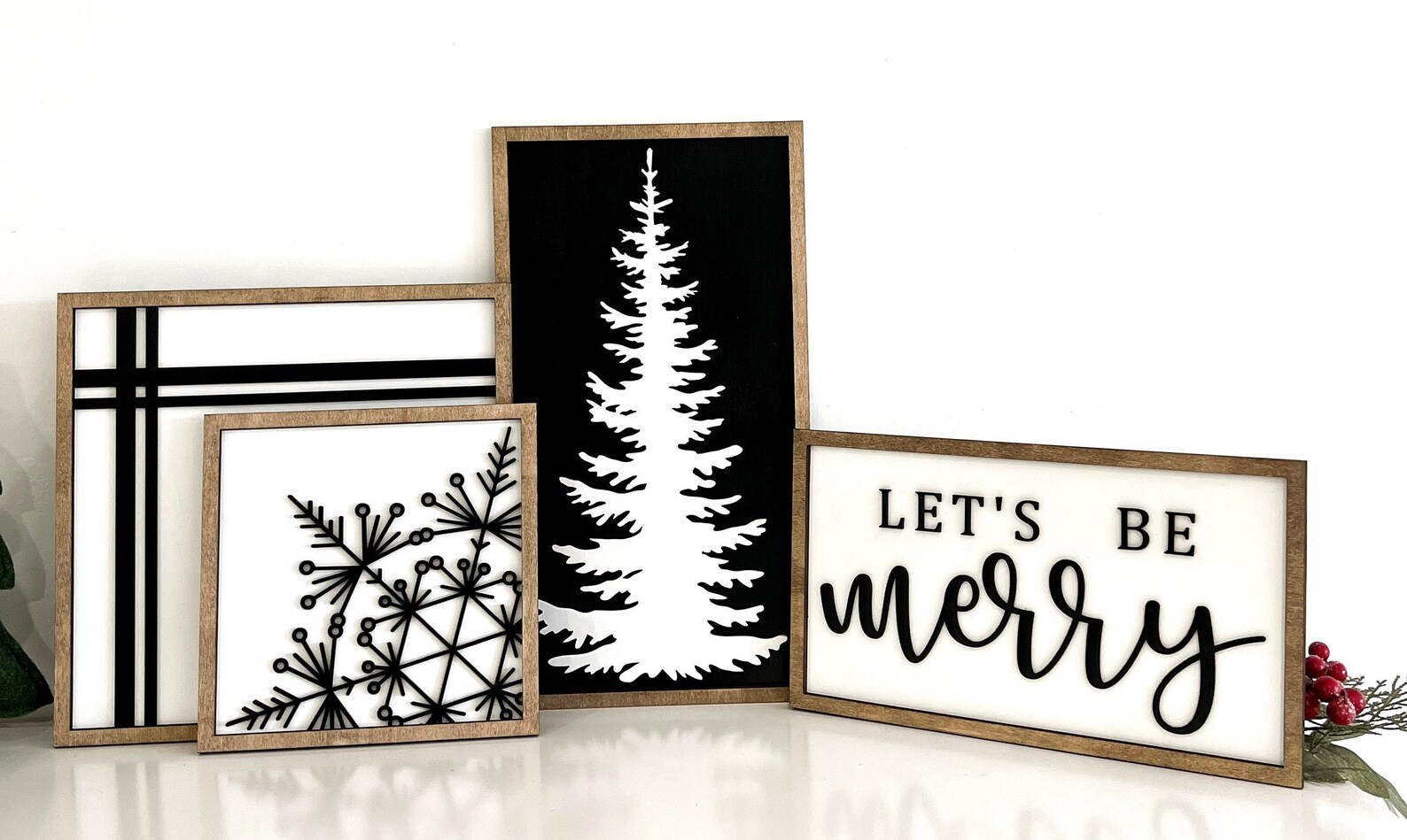Cute Christmas Mantle Sign Set Laser Cut Digital File | Be Merry ...