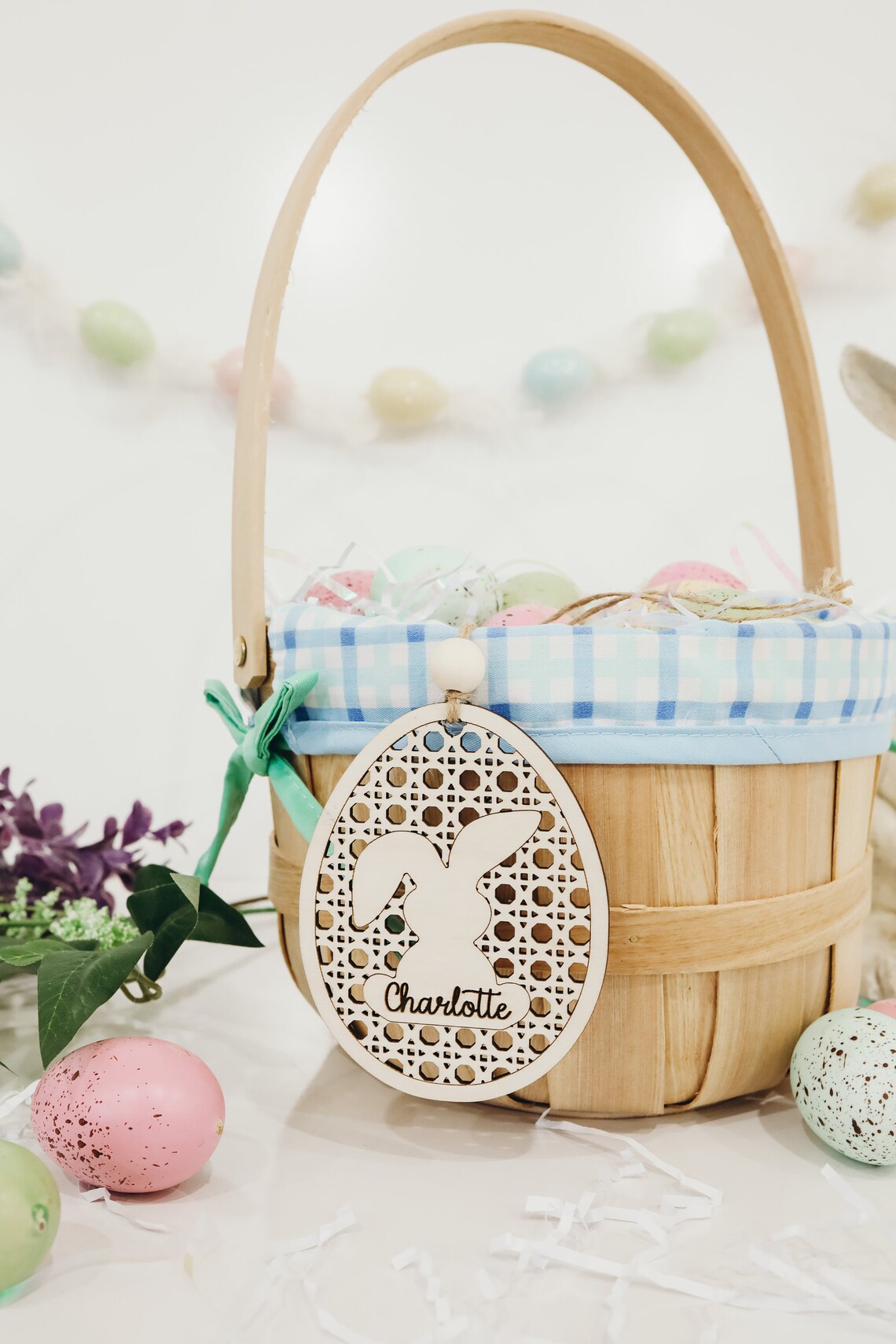 Laser Cut File Rattan Easter Basket Name Tags Customizable | Etsy