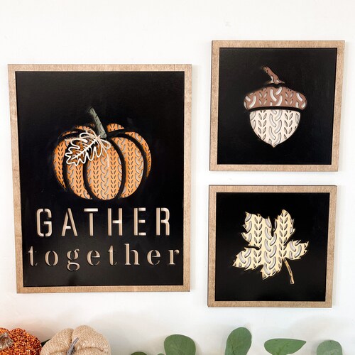 Gather Together Fall Sweater Pattern Pumpkin Acorn Leaf - Etsy