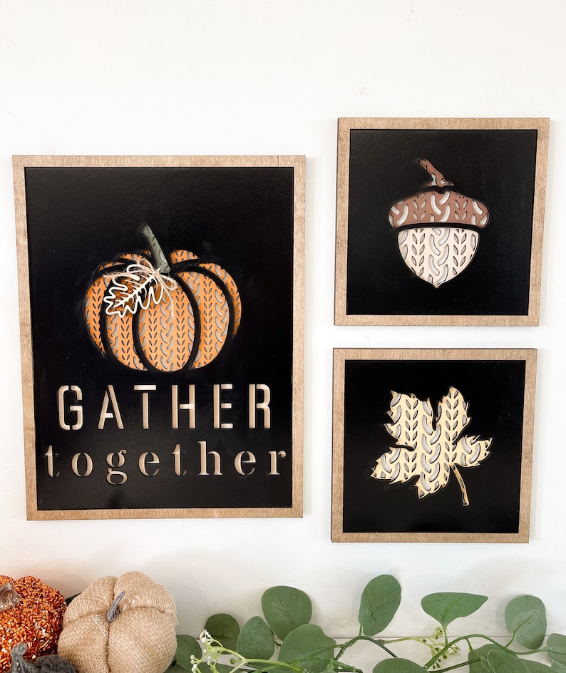 Gather Together Fall Sweater Pattern Pumpkin Acorn Leaf - Etsy