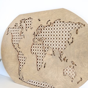 Laser Cut File Rattan Map Rattan World Map Adventure Map Boho Map ...
